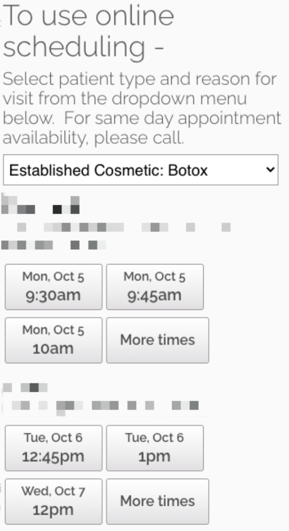 Provider Bio Scheduling Widget